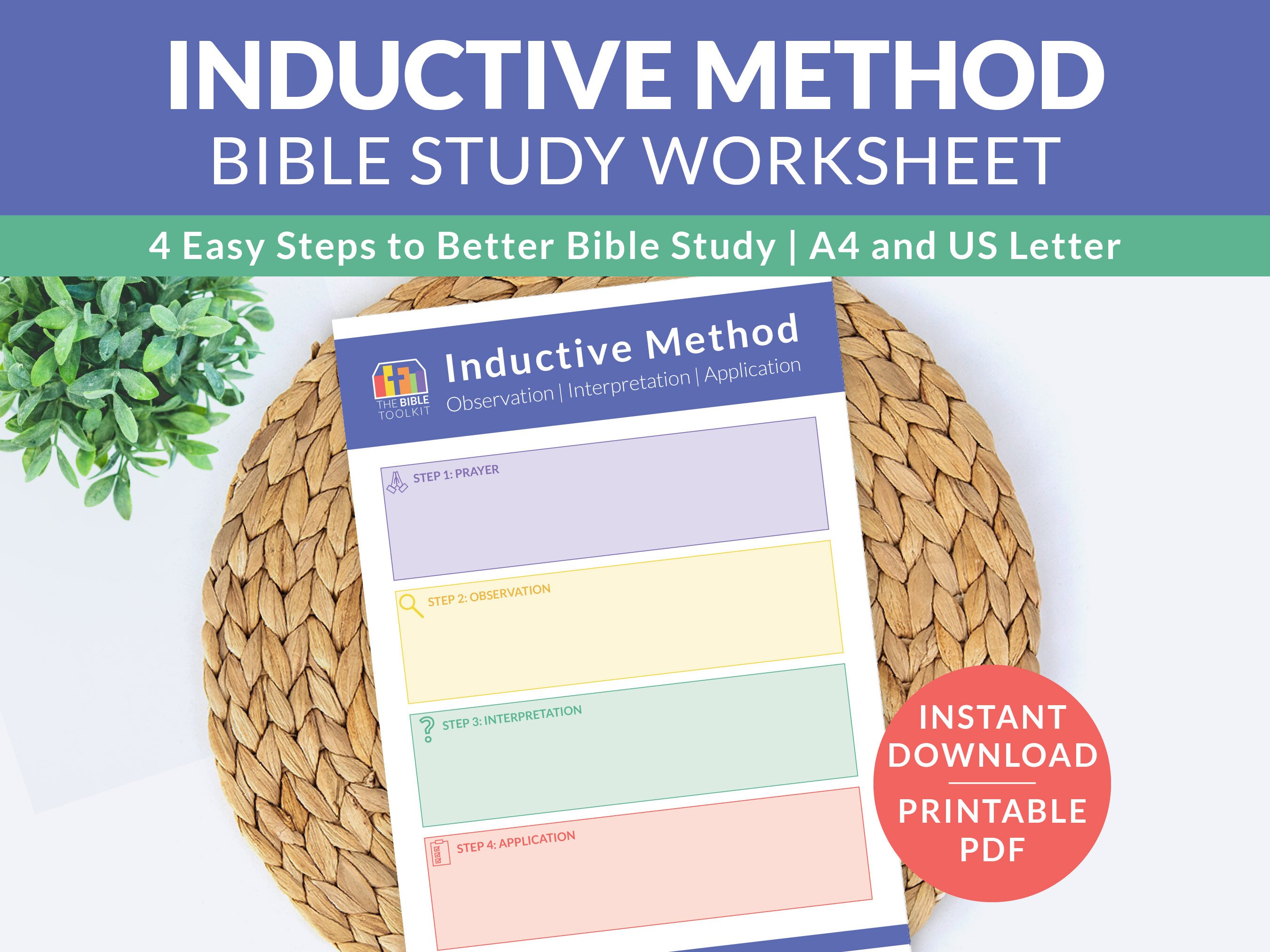Inductive Bible Study Method Worksheet, Christian Printable Template ...