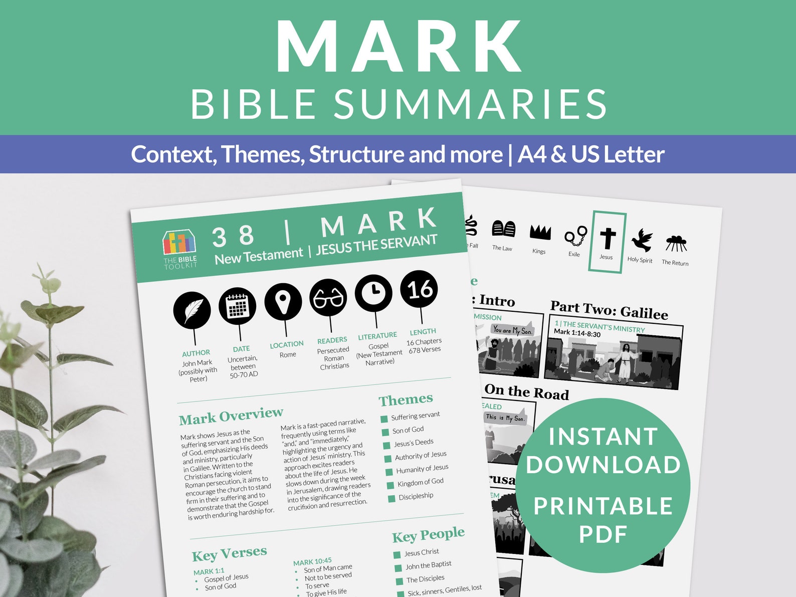 Mark Bible Book Summary Printable New Testament Bible Study Guide ...