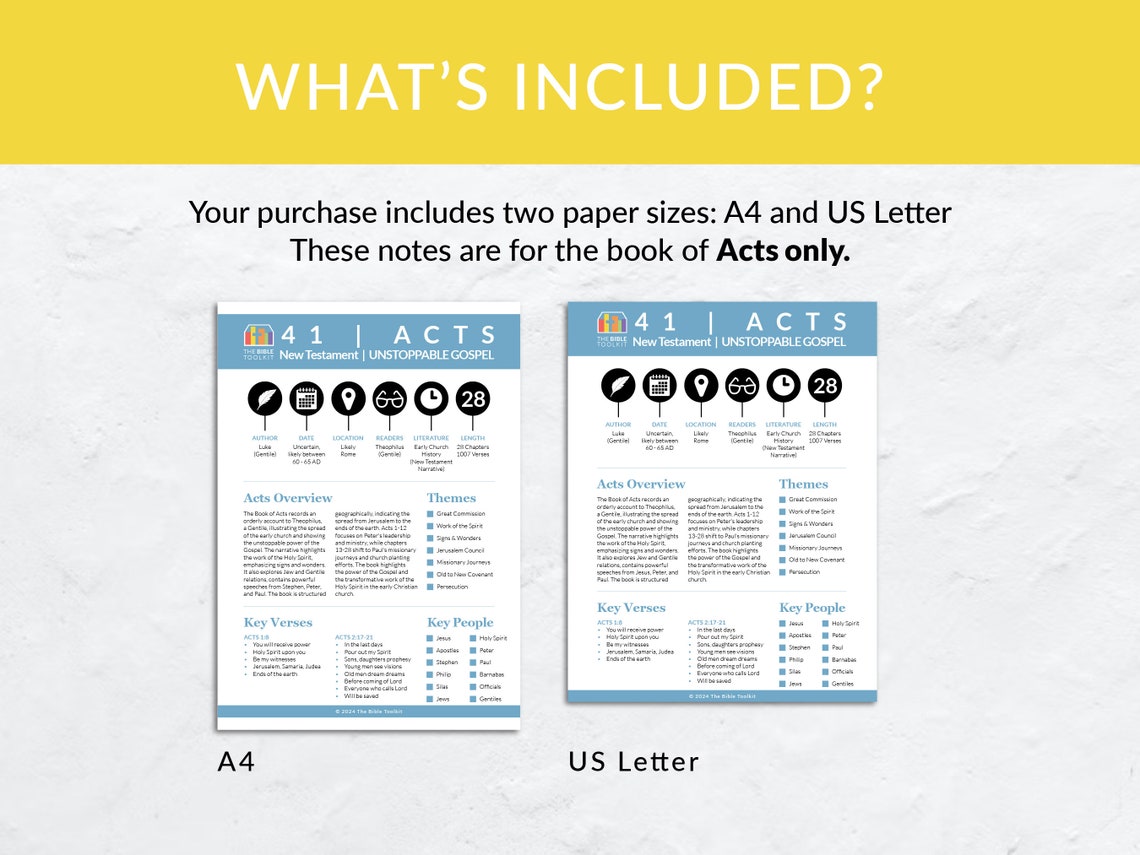 Acts Bible Book Summary Printable New Testament Bible Study Guide ...