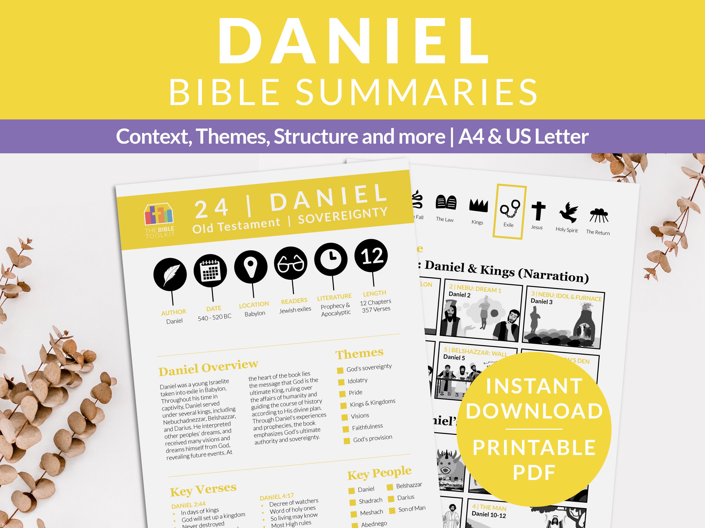 Daniel Bible Study Notes Printable Scripture Cheat Sheets Old Testament ...