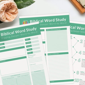 Biblical Word Study Worksheet Template Bundle, Printable Bible Study ...
