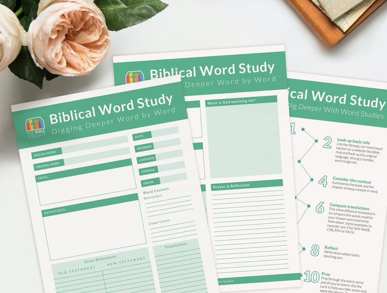 Biblical Word Study Worksheet Template Bundle, Printable Bible Study ...