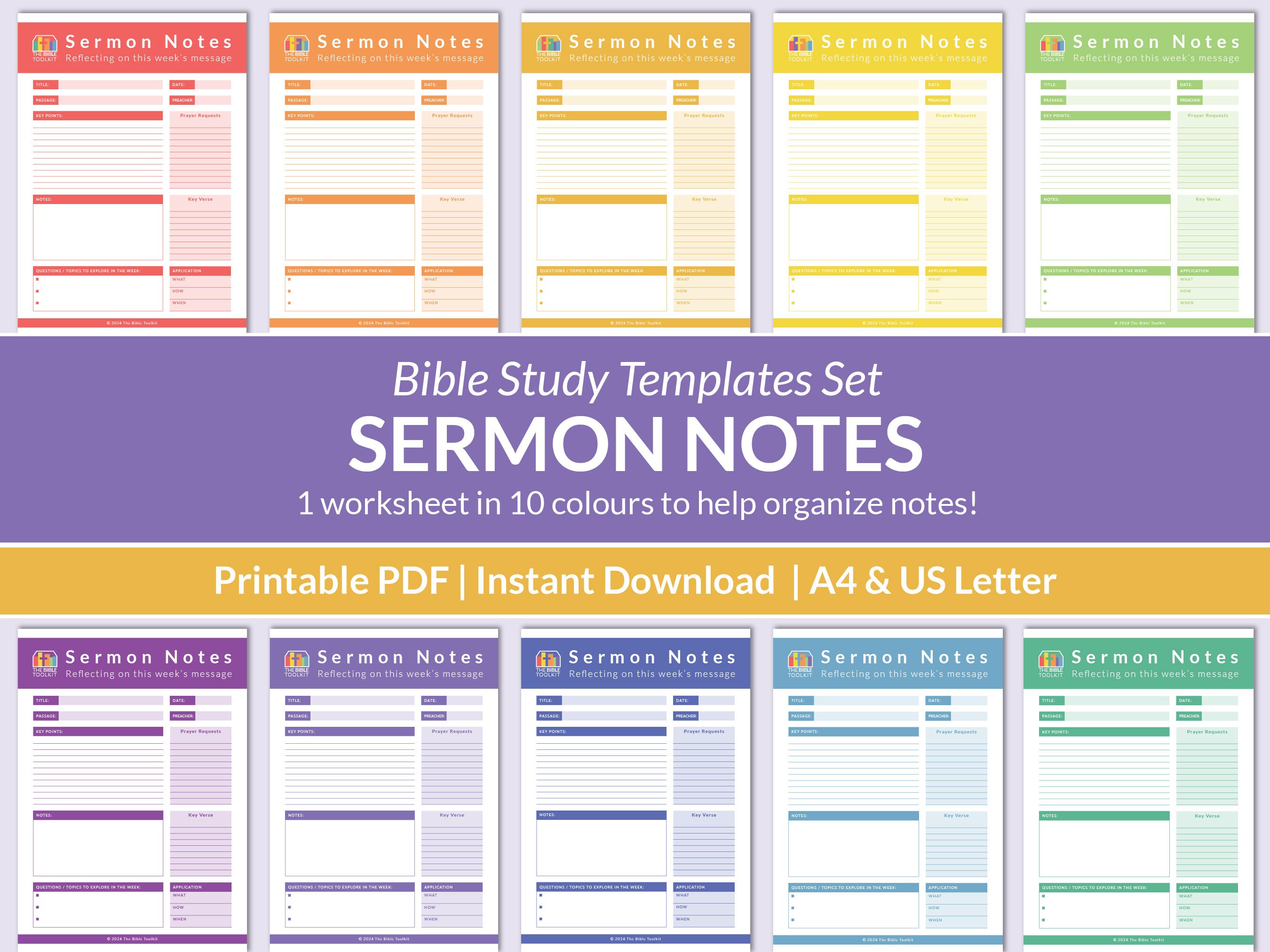 Printable Sermon Notes Template, Scripture Writing Worksheet Bible ...