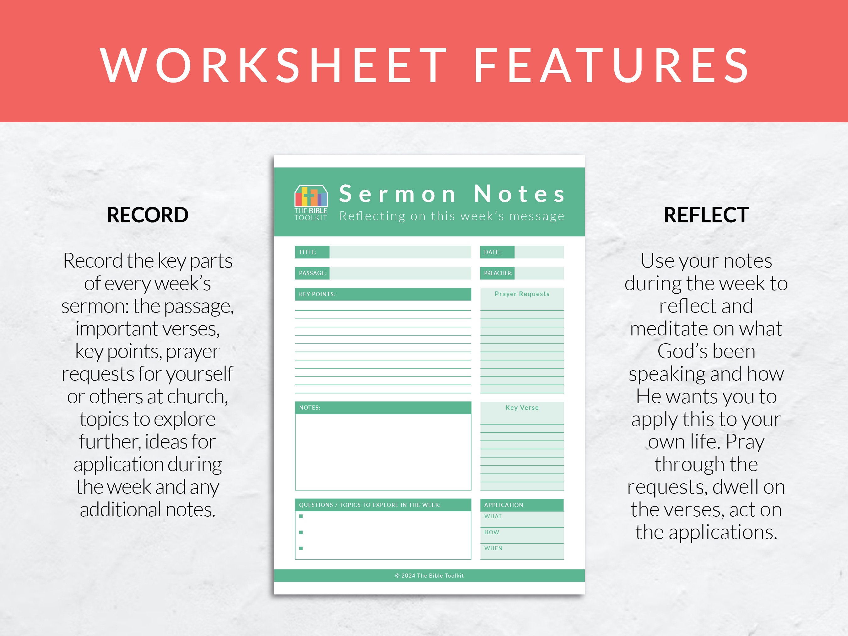 Teal Sermon Notes Template Printable Scripture Writing Worksheet Bible ...