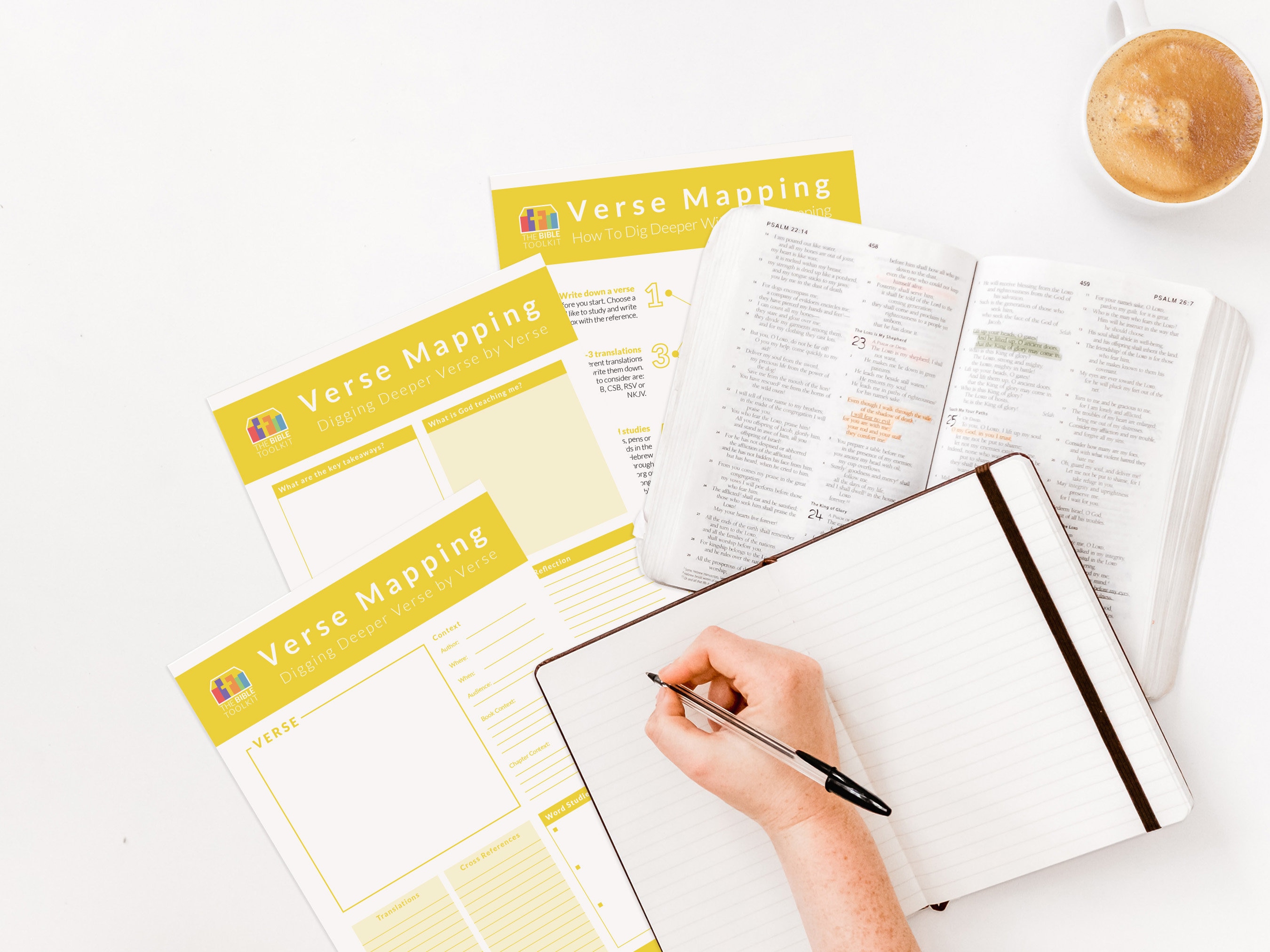 Yellow Bible Verse Mapping Template Printable, Bible Study Guide for ...