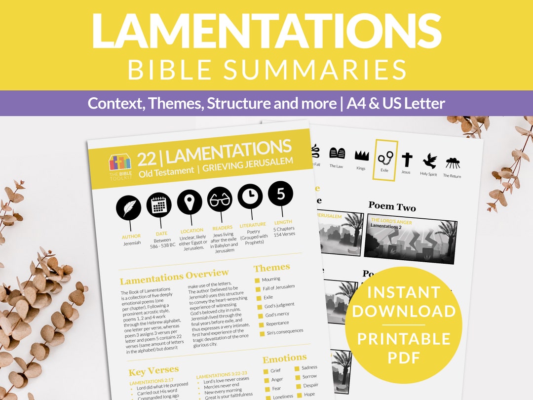 Lamentations Bible Study Notes Printable Scripture Breakdown Old ...