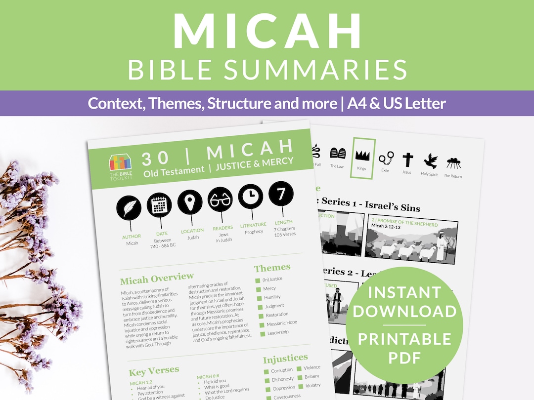 Micah Bible Study Guide, Printable Scripture Notes, Old Testament ...