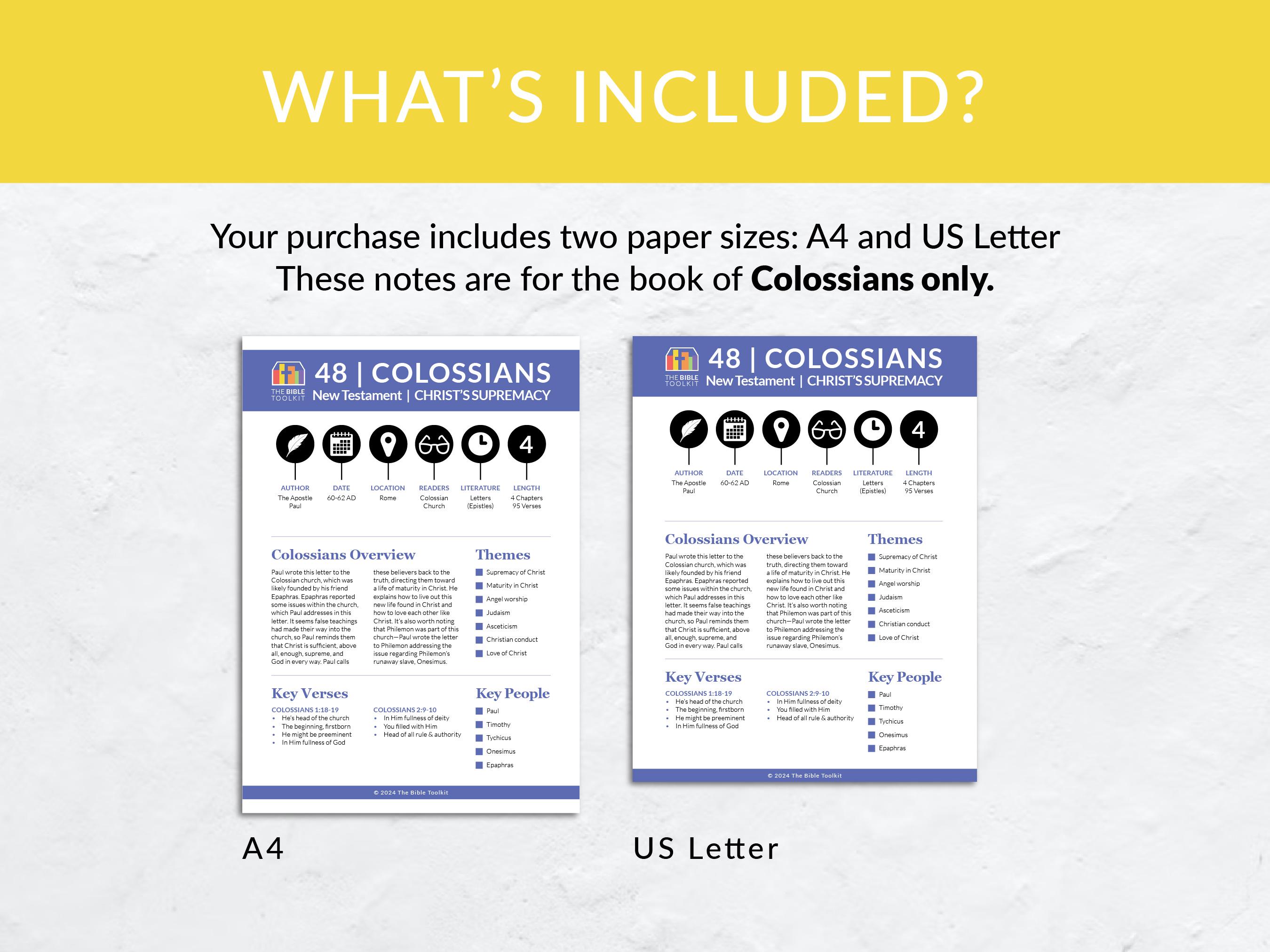 Colossians Bible Summary Printable New Testament Bible Study Guide ...