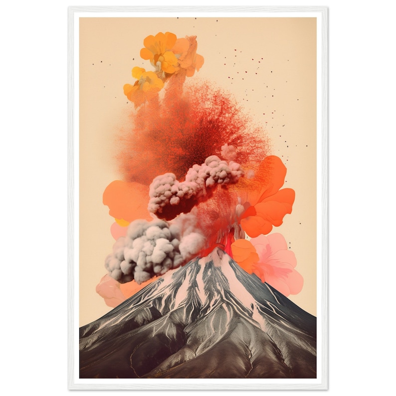 Volcano Eruption Collage Art Print: Abstract Nature Poster - Etsy UK