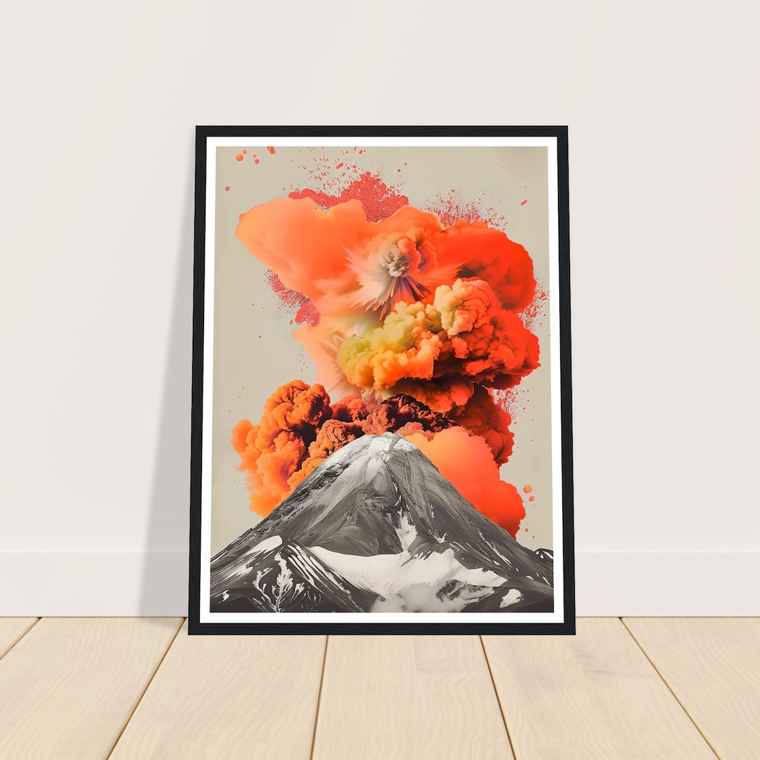 Abstract Volcano Eruption Art Print: Modern Wall Decor - Etsy