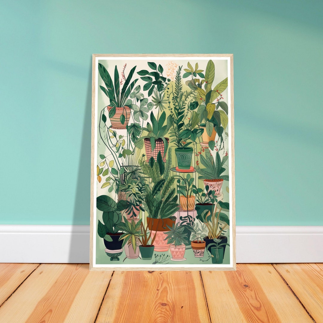 Boho Plants Art Print - Potted House Plants Wall Art Framed or Unframed ...
