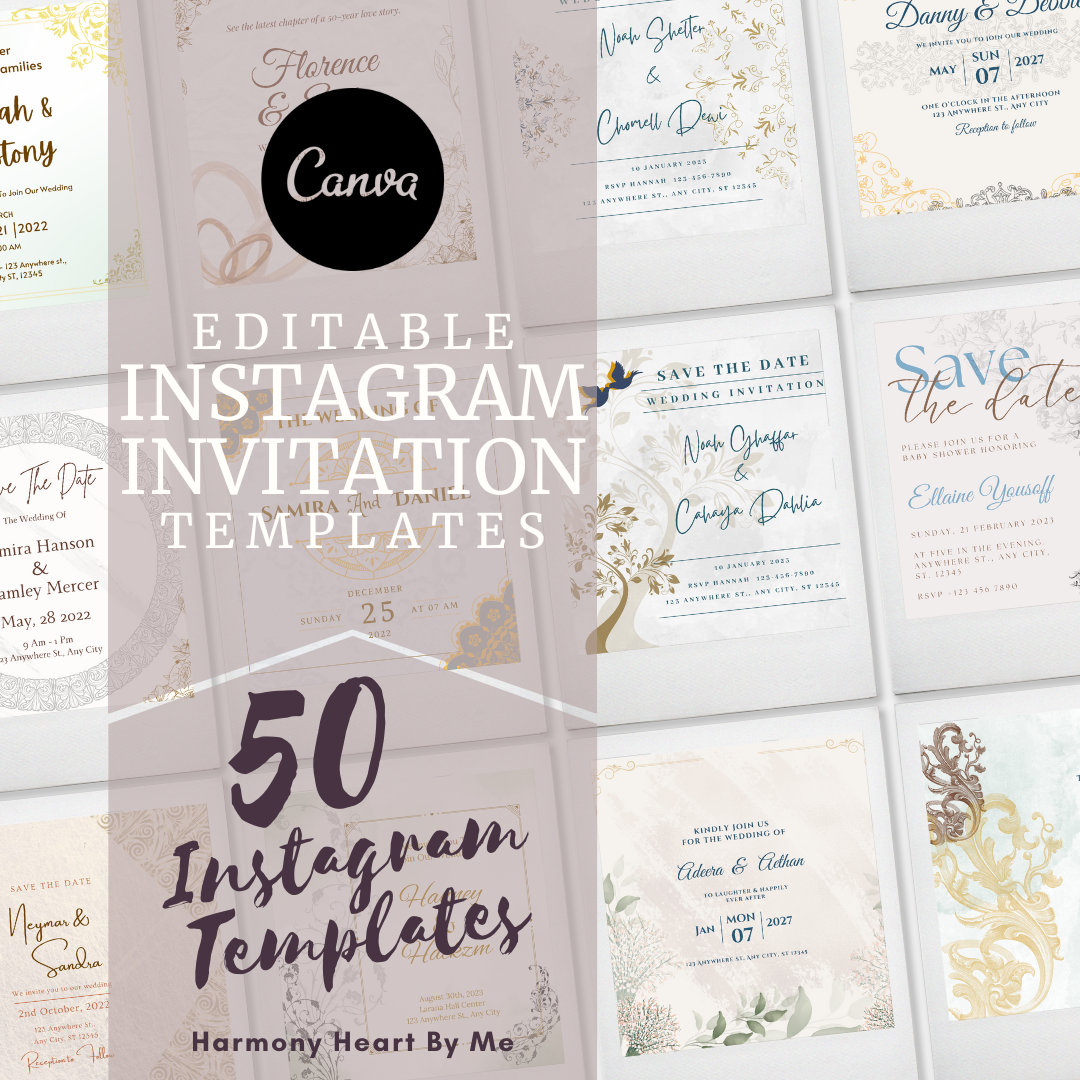 Instagram Multi-invitation Canva Templates, Editable in Canva, Pastel ...