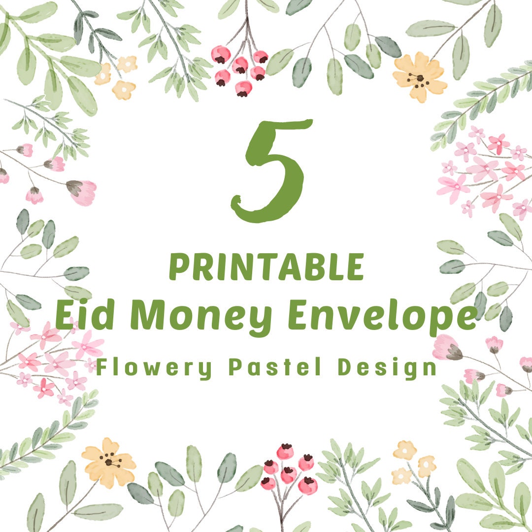 Printable Eid Money Envelope ~ Eid Mubarak ~ Eid Decor ~ Flowery Pastel ...