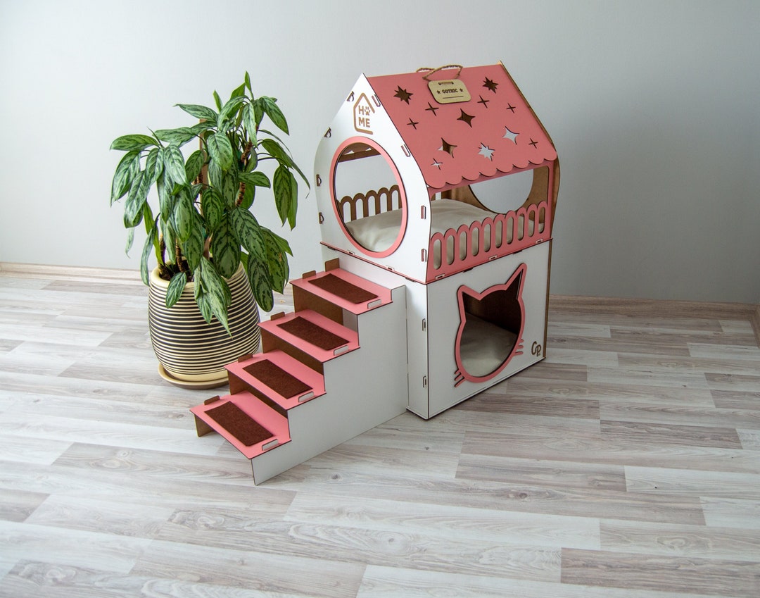Modern Cat House Duplex Cat Tower Large Cat Castle and Cat - Etsy