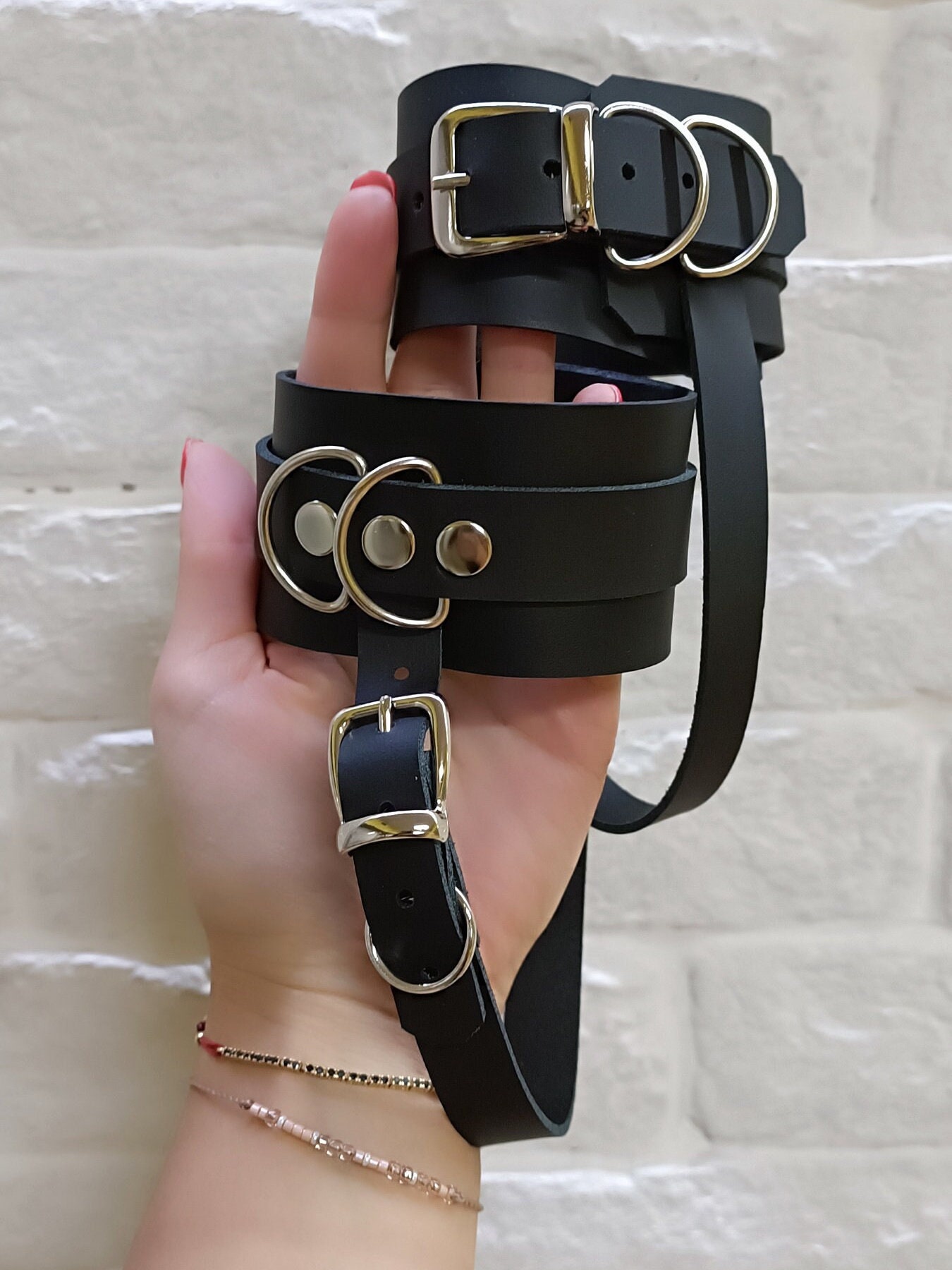 Ankle Cuffs With High Heel Strap, High Heel Cuffs, Handmade From ...