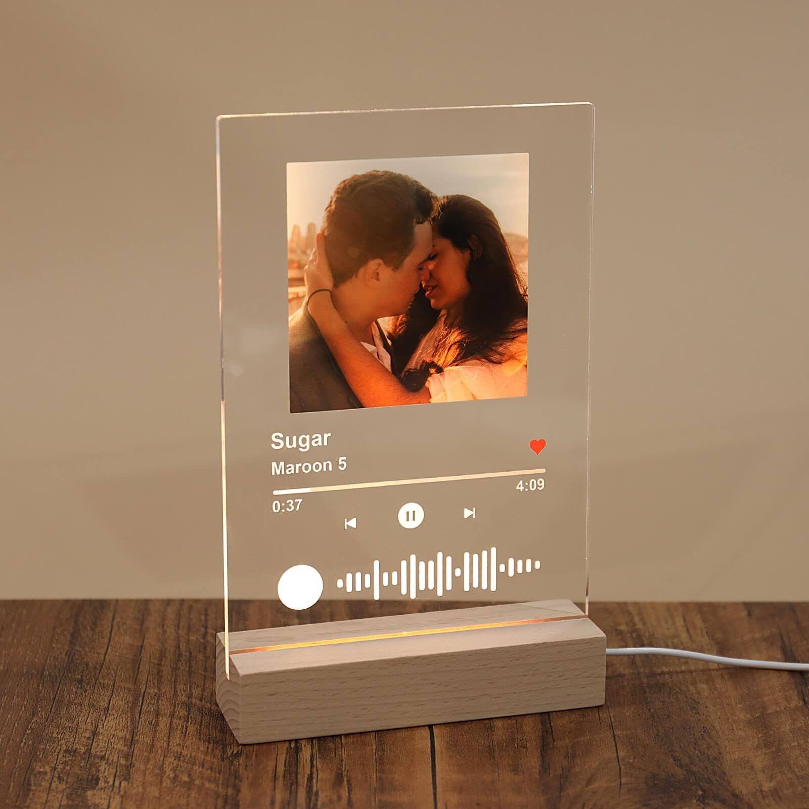 Custom Acrylic Music Plaque LED Light, Personalized Photo Song Plaque ...