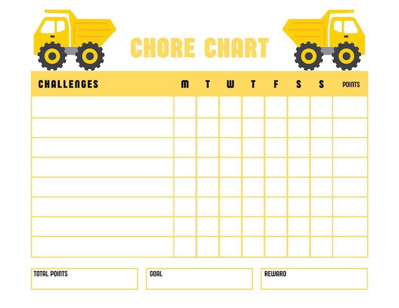 Dump Truck Chore Chart for Kids - Etsy