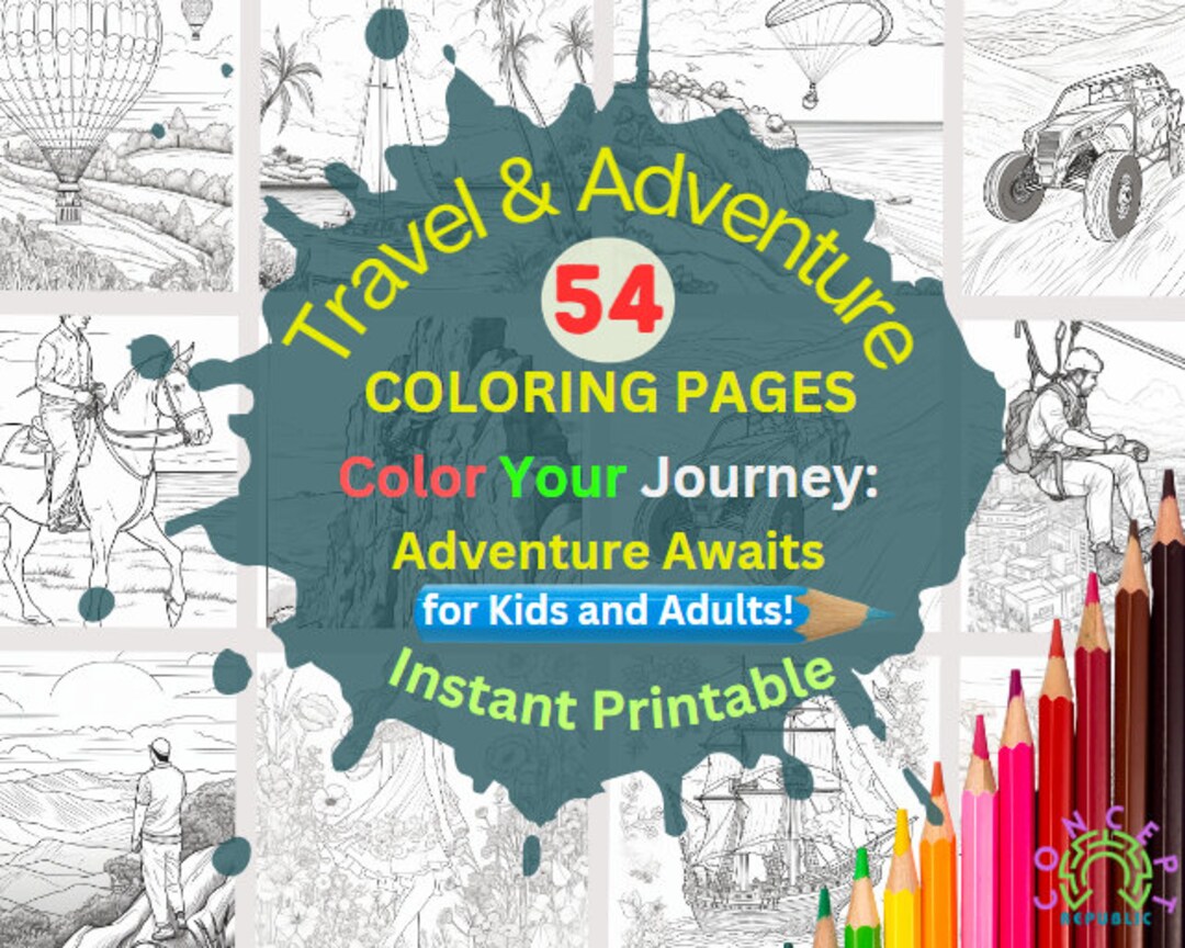 Travel Coloring Pages Printable for Kids and Adults Travel - Etsy