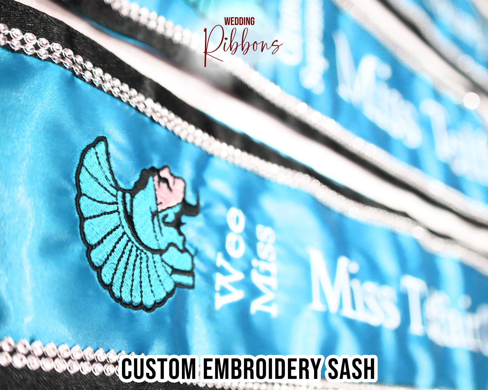 Customized Embroidery Lace Sash, Custom Embroidered Lace Sash, Elegant ...
