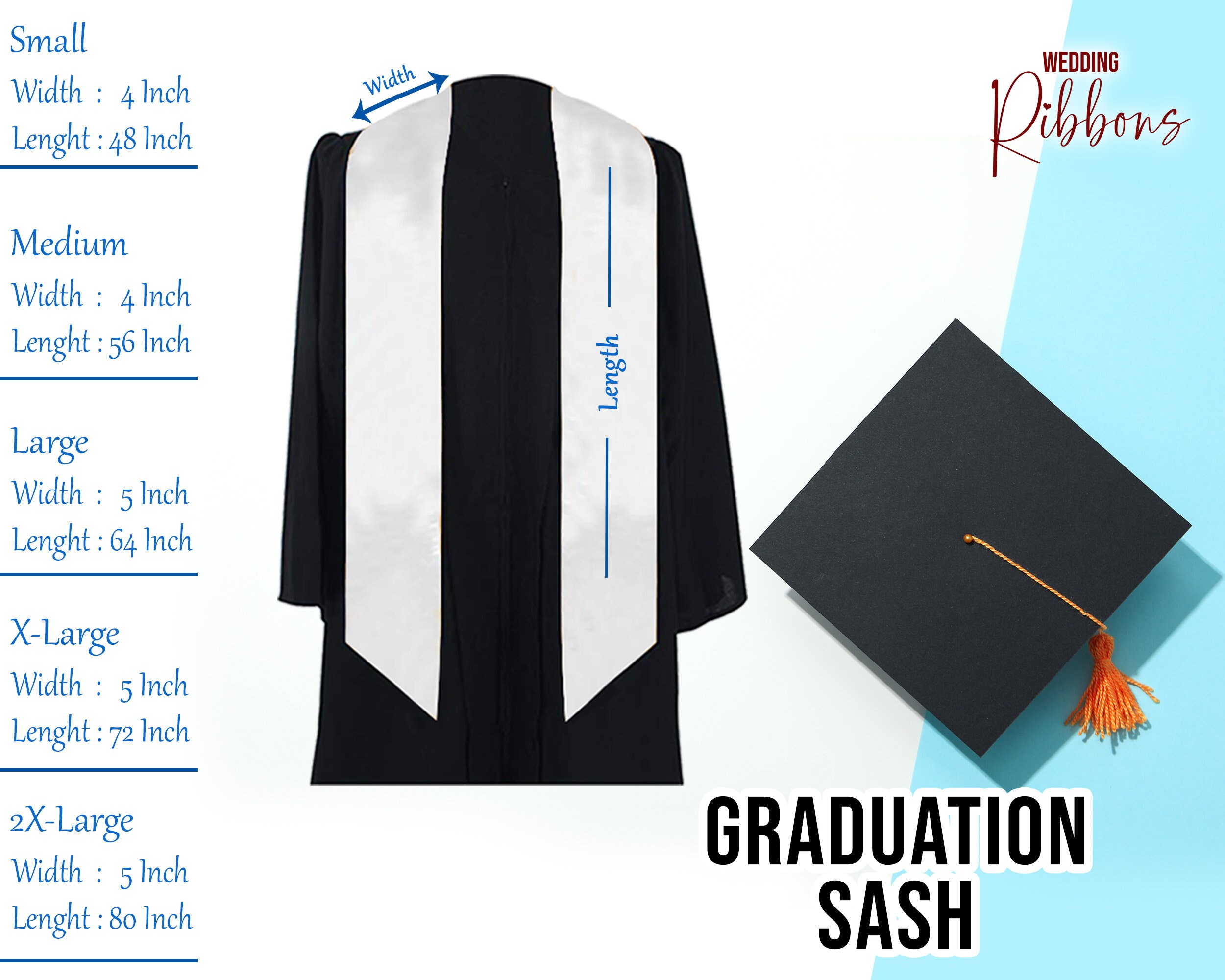 Customized Graduation Sash Angle Ended Style Custom Graduation Sash ...