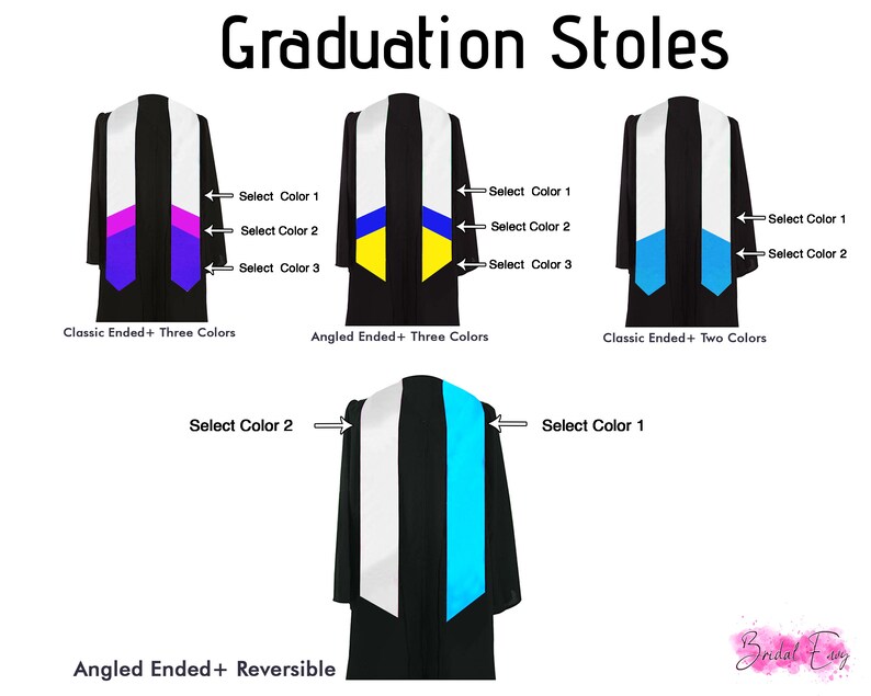 Personalized Classic Ended Two Color Graduation Sash Custom Graduation ...