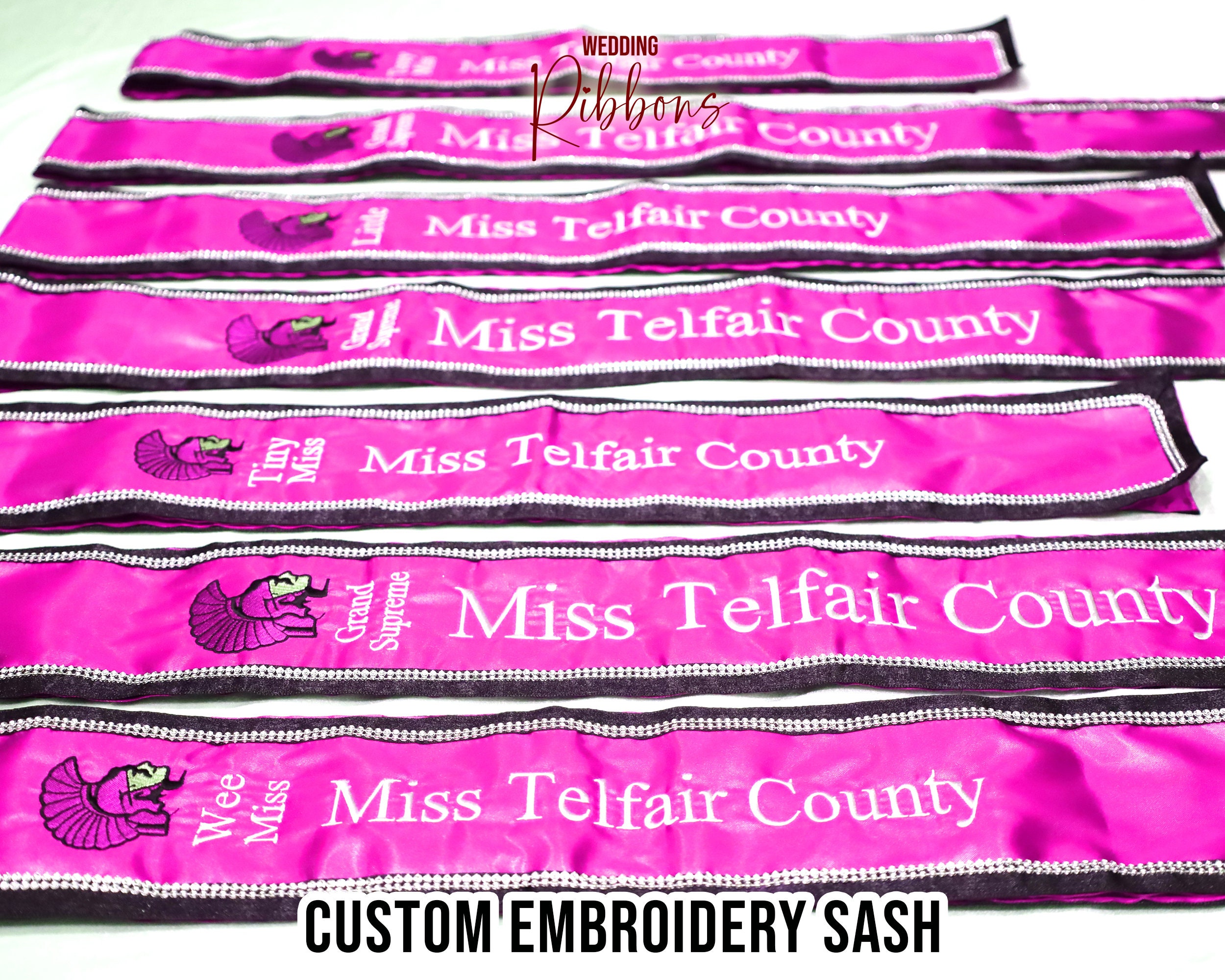 Personalized Embroidery Lace Sash, Custom Embroidered Lace Sash ...