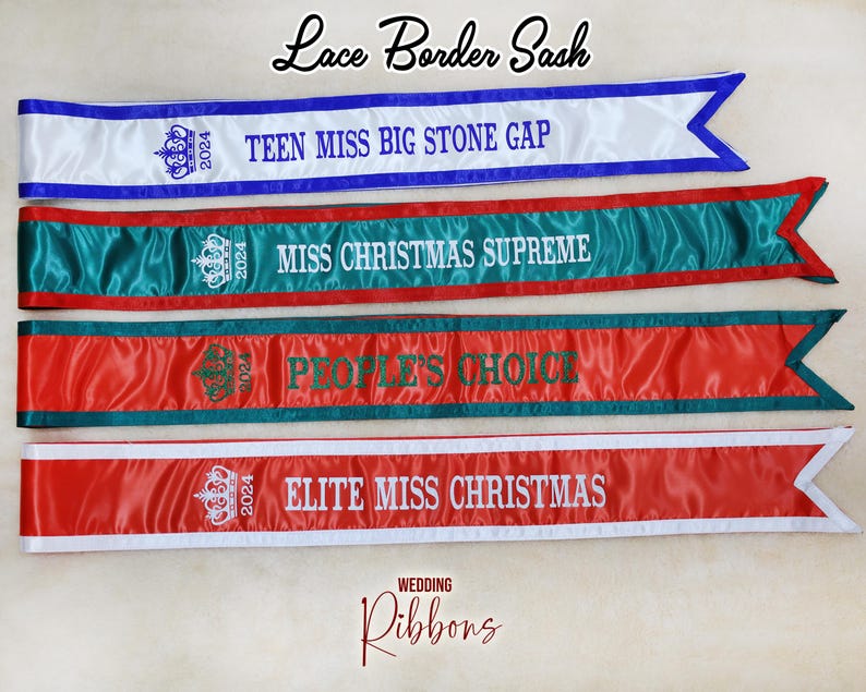 Personalized Border Sash Lace Sash Custom Border Lace Sash Customized ...