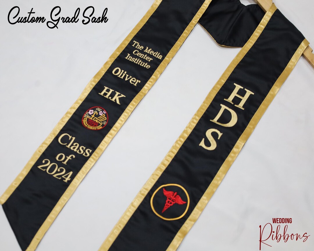 Custom Graduation Stole | Angle Cut Graduation Embroidery Stole ...