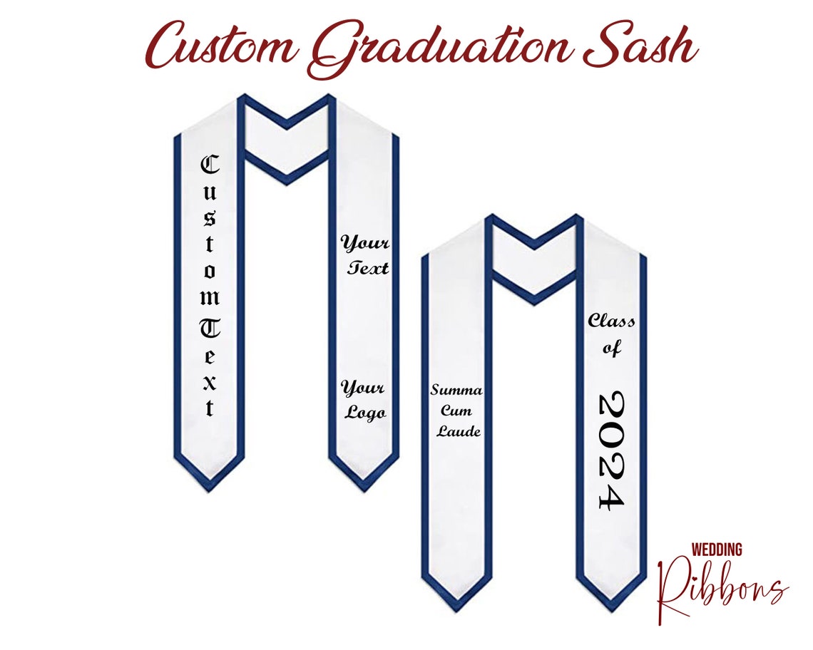 Graduation Stole Sash Your Custom Logo Graduation Sash Stole Personalized Sash Custom Text Sash ...