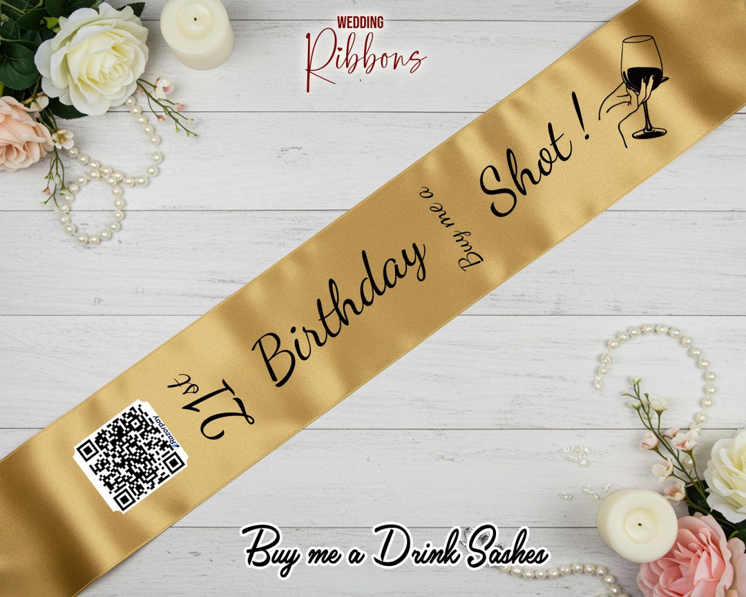Custom 21th Birthday QR Code Sash Custom Bridal Party Sash Bachelorette ...