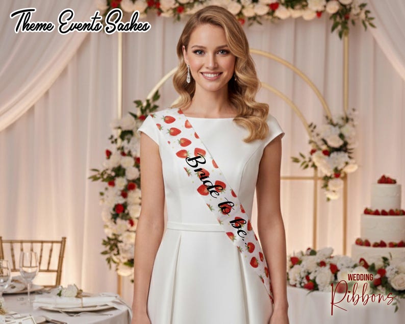 Strawberry-themed Satin Sash – Custom Bride to Be Sash, Bridesmaid ...