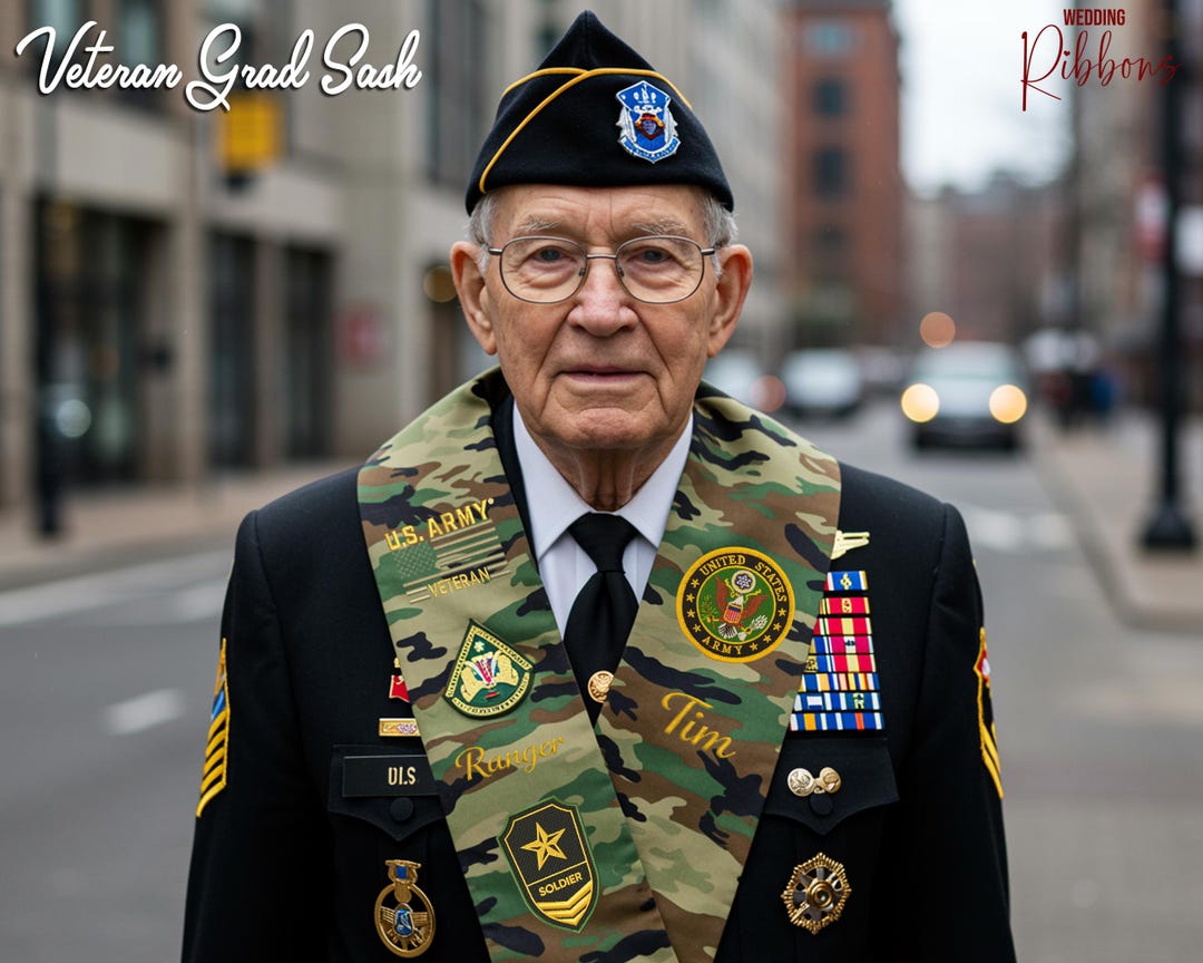 Embroidery Camouflage Satin Sash – Army Veteran Grad Sash ...