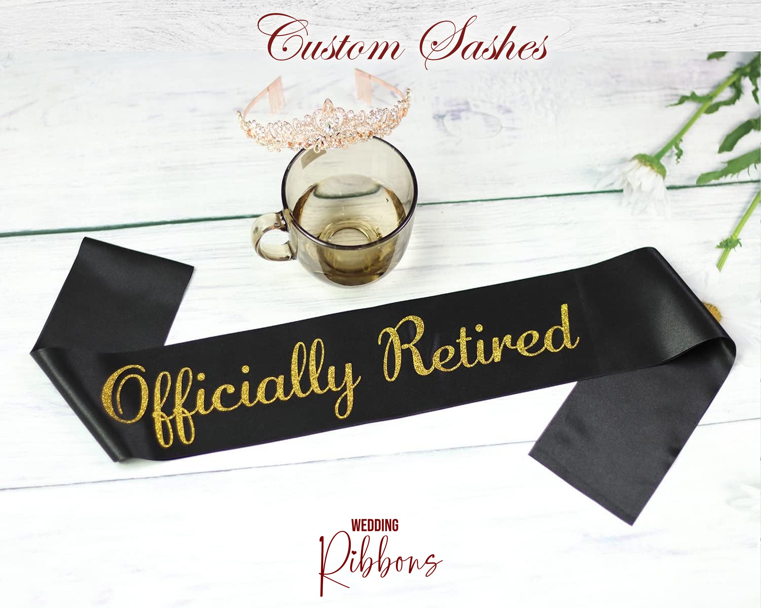 Personalized Officially Retired Sash Customized Bridal Sash Your Text ...