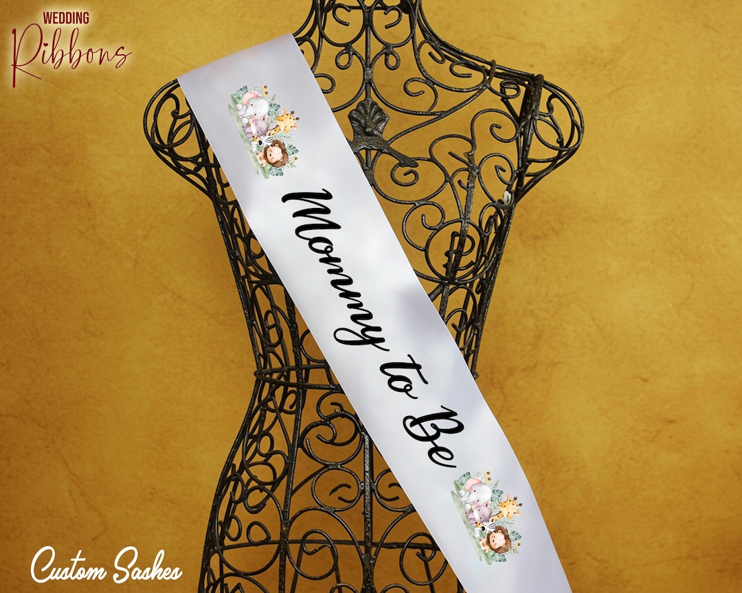Mommy to Be Sash Baby Shower Sash With Cute Animals - Custom Satin Sash ...