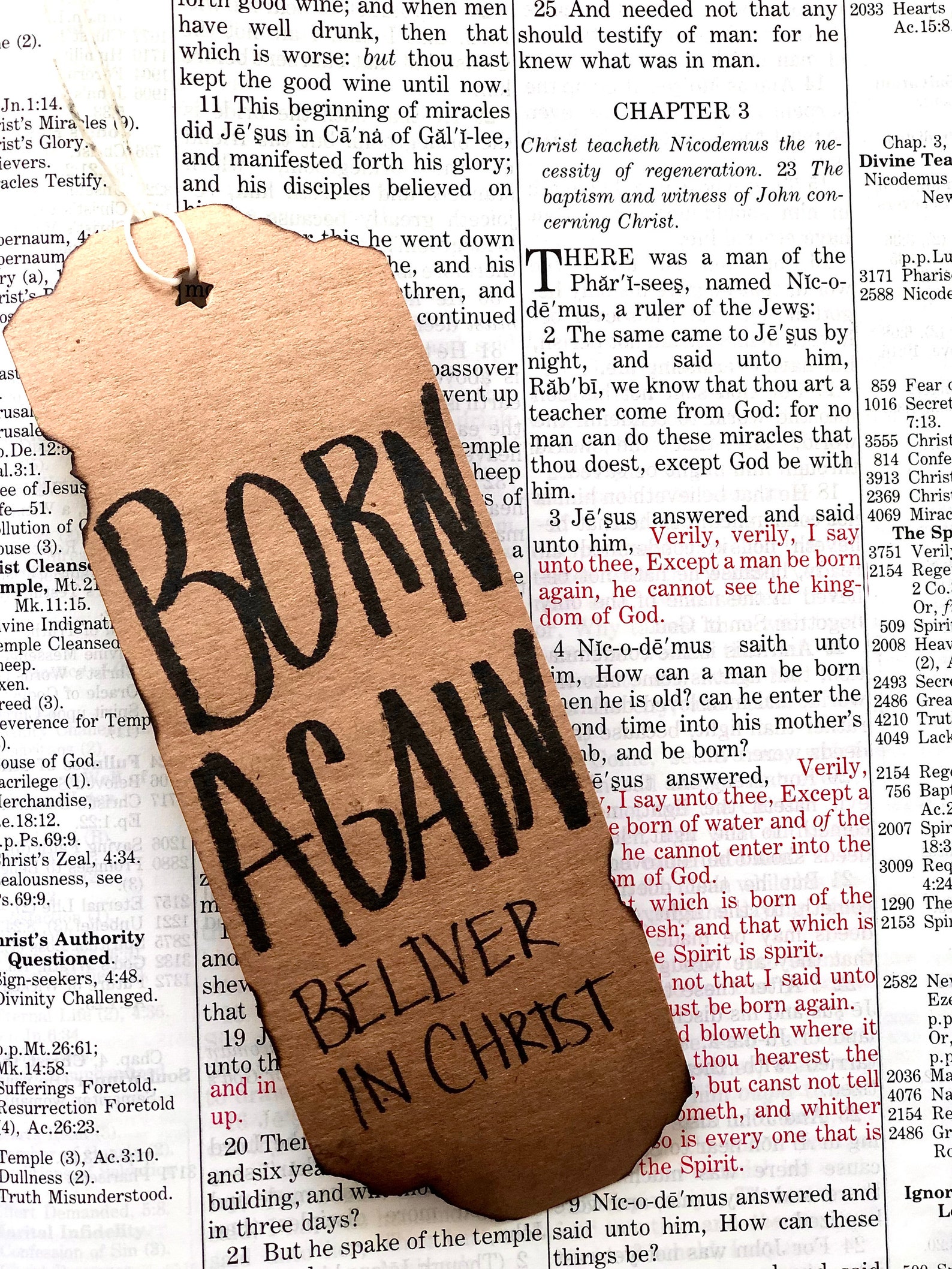 Handmade Christian Bookmark: Inspirational Bible Verse Cardstock Tag - Etsy
