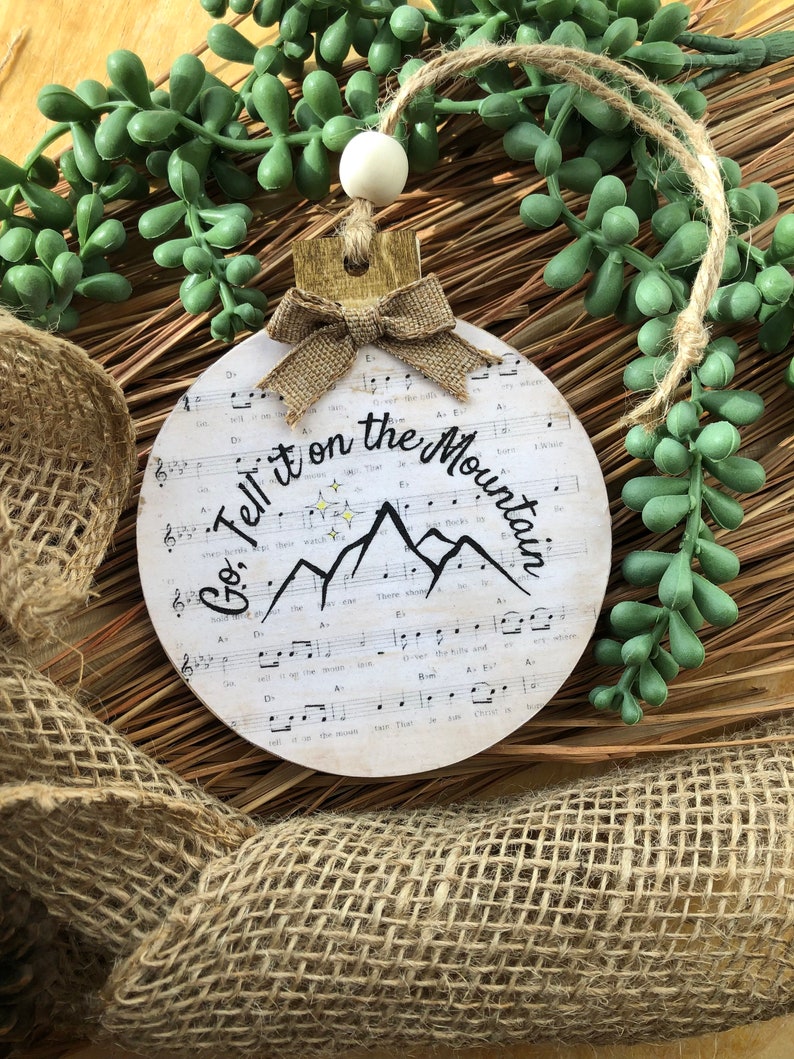 Go Tell It on the Mountain, Handmade Hymn Ornament, Christmas Ornament ...