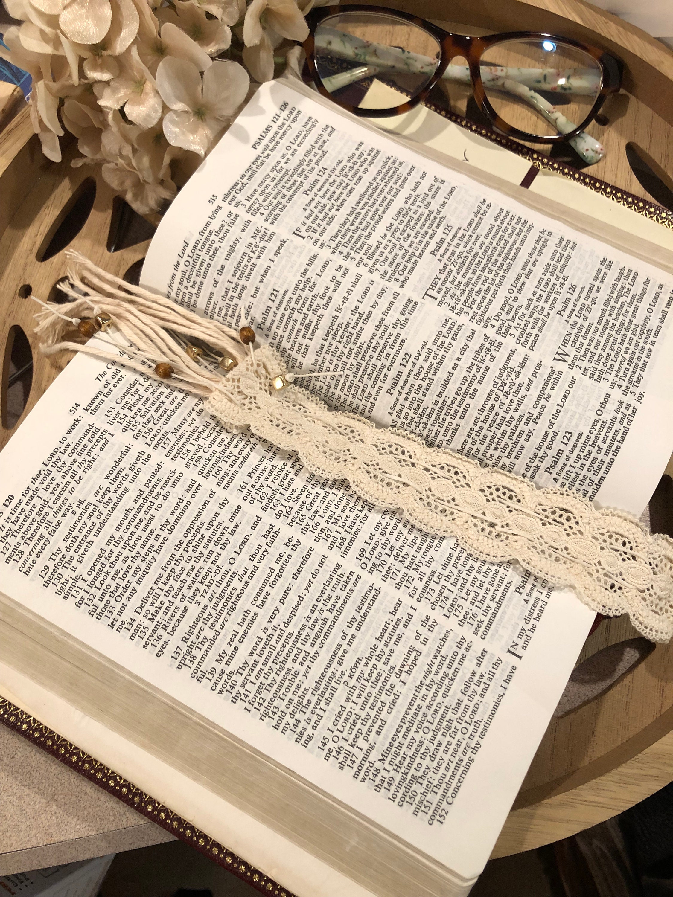 Vintage Inspired Crocheted Bookmark: Beaded Ecru Lace - Etsy