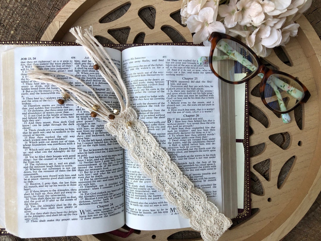 Vintage Inspired Crocheted Bookmark: Beaded Ecru Lace - Etsy