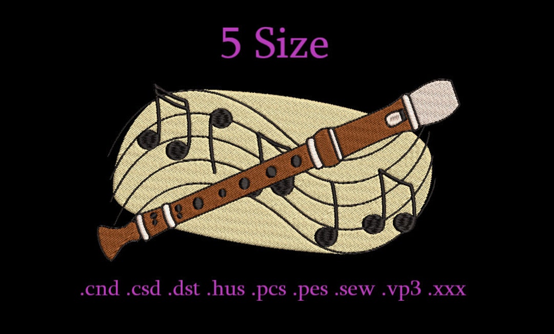 Flute Embroidery Design - Etsy