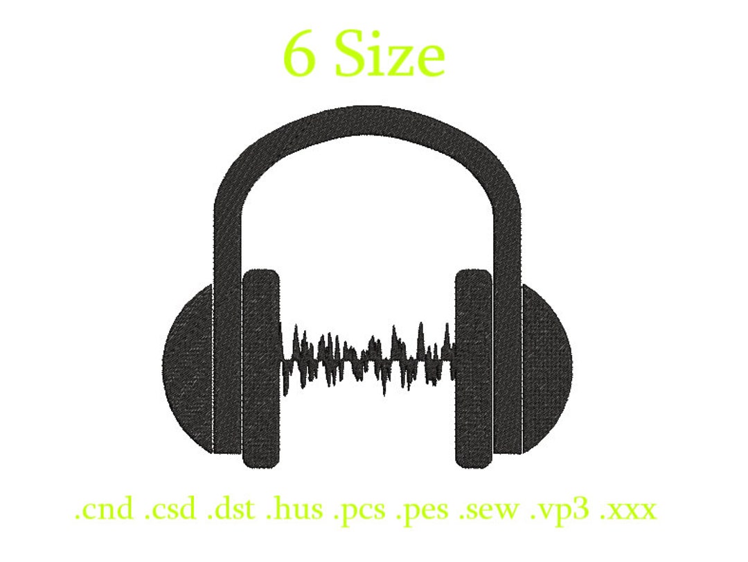 Headphone Embroidery Design - Etsy