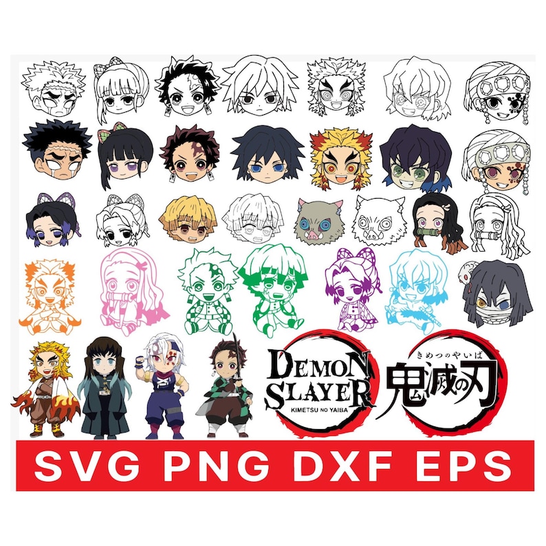 Demon Slayer SVG Bundle, Kimetsu no Yaiba SVG, Svg-Png-Pdf, Anime SVG ...