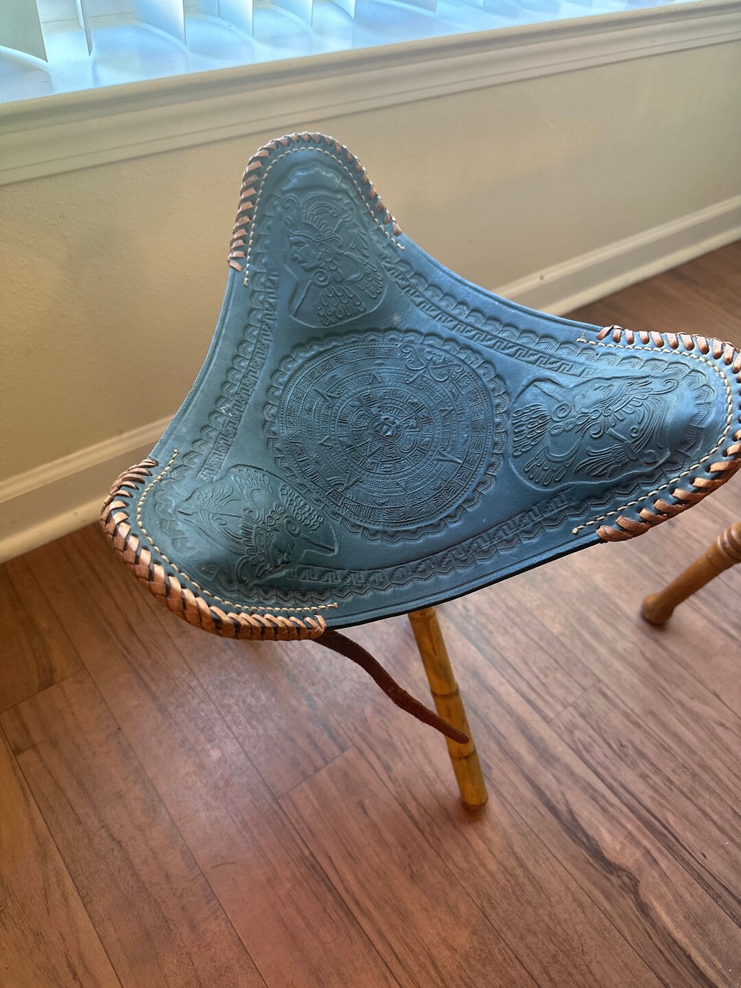 Vintage Leather Aztec Artist Stool - Etsy