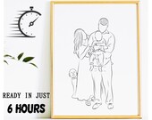 Custom Line Drawing Custom Fathers Day Gift Personalized - Etsy