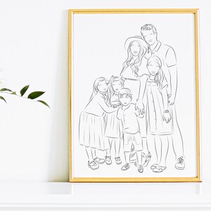 Custom Family Line Drawing, Family Portrait, Custom Line Art, Mothers ...