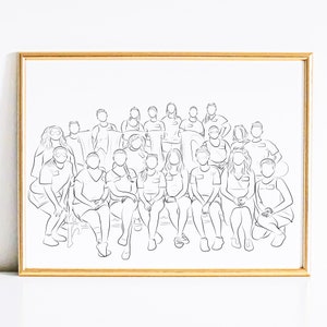Custom Group Portrait, Group Line Art, Family Portrait, Custom Line ...
