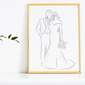 Wedding Line Drawing, Wedding Couple Line Art, Bride and Groom Line Art ...