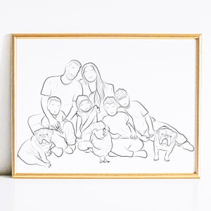 Custom Family Line Drawing, Family Portrait, Custom Line Art, Mothers ...