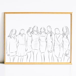 Custom Group Portrait, Group Line Art, Family Portrait, Custom Line ...