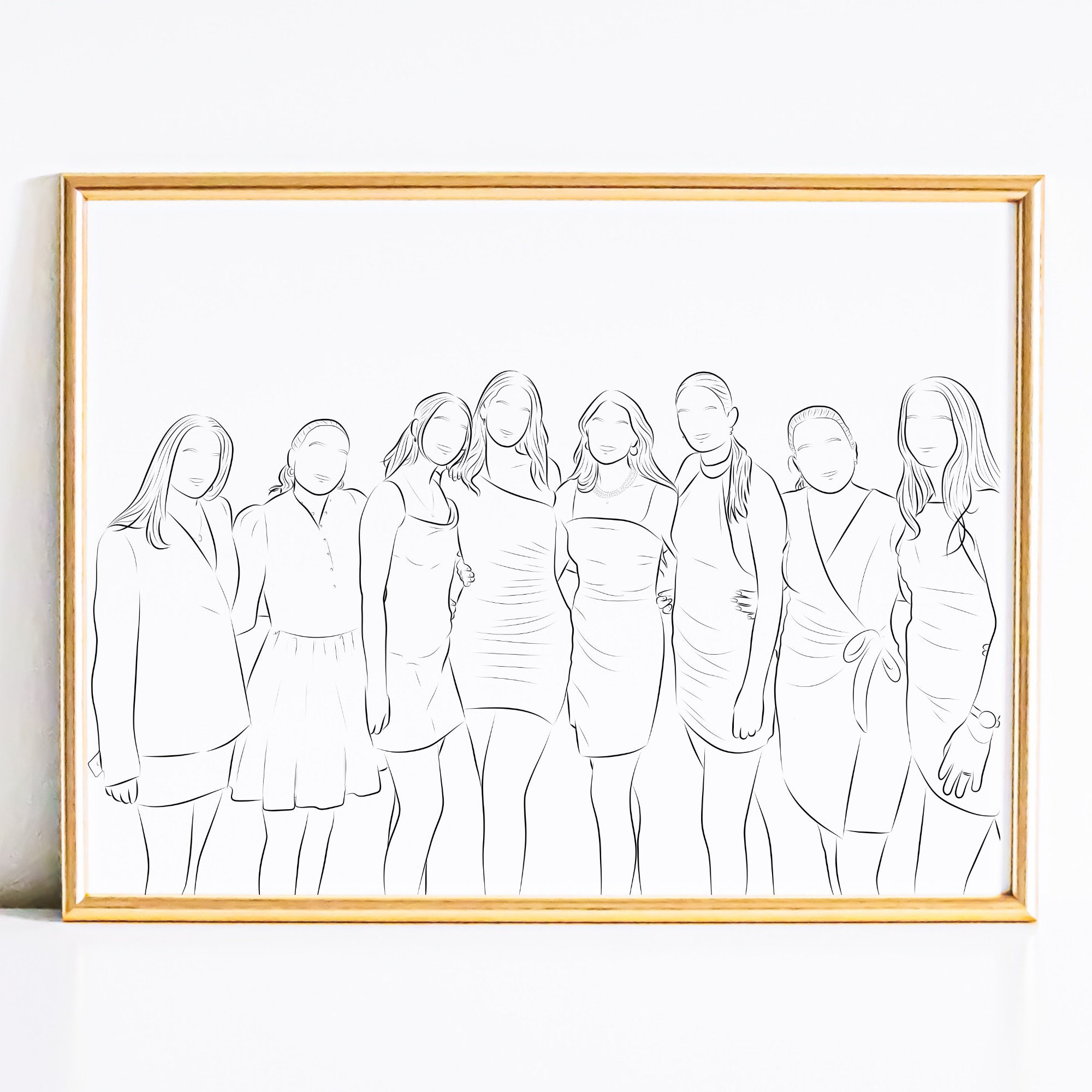 Custom Group Portrait Group Line Art Family Portrait Custom - Etsy