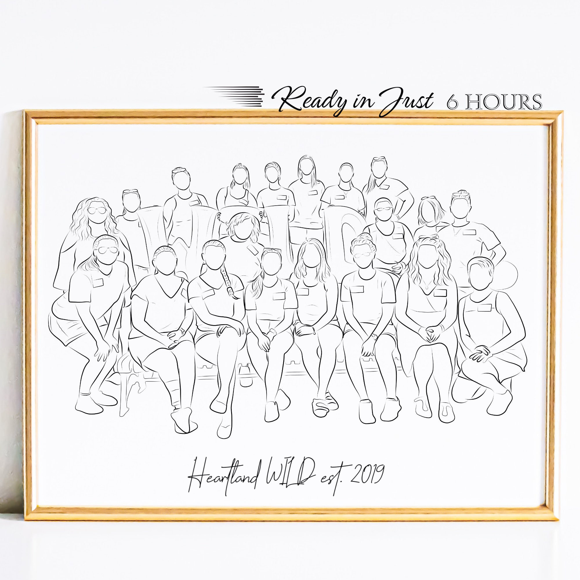 Custom Group Portrait Group Line Art Family Portrait Custom - Etsy